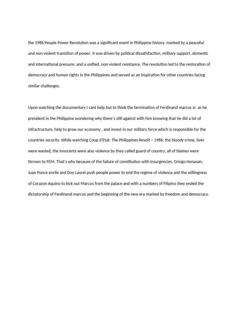 The 1986 People Power Revolution | PDF