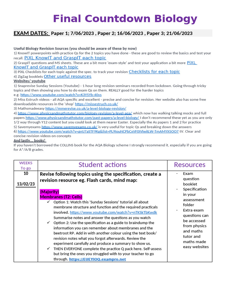 Grade 11 Biology Revision Guide | PDF | Essays | Gene