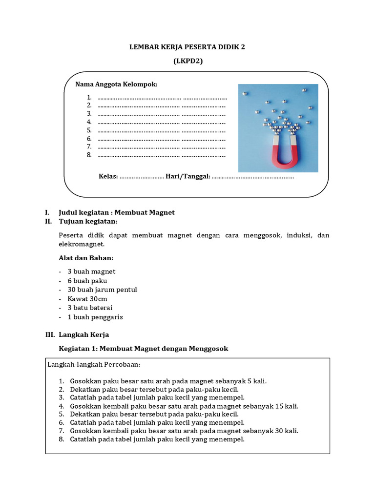 LKPD-Praktikum IPA KELAS 3 (KEMAGNETAN) | PDF