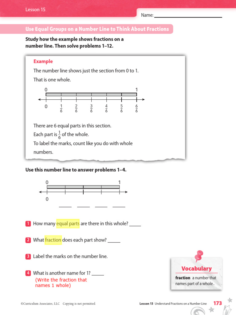 Fractions on a Number Line Lesson | PDF