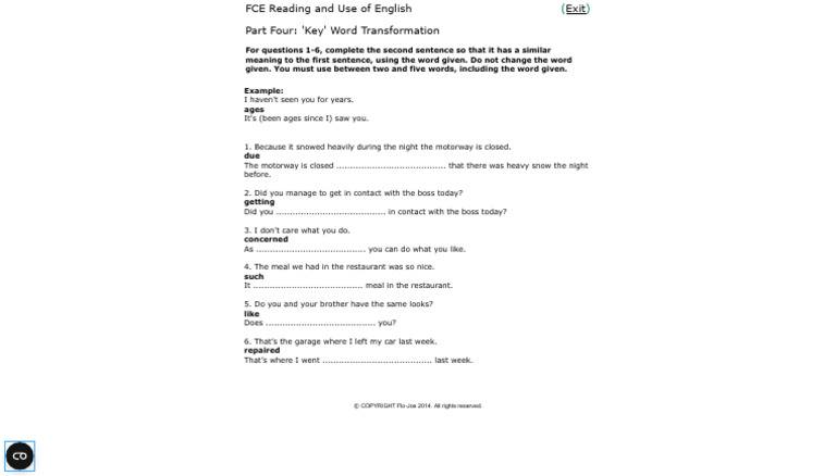 Part 4 Reading and Use of English 2 | PDF