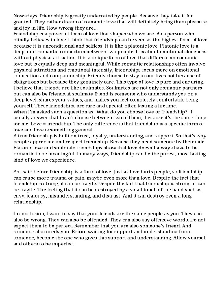 Friendship | PDF | Love | Friendship