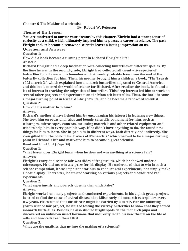 Chapter 6 The Making of A Scientist-Qns and Ans | PDF | Dna | Science