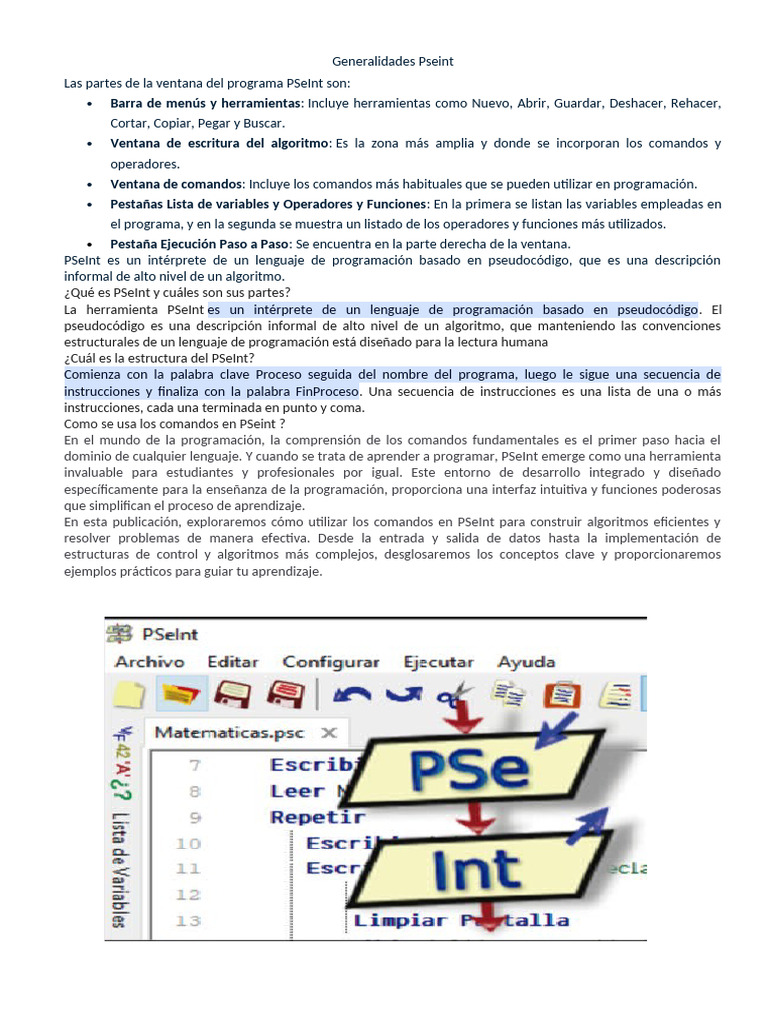 Generalidades Pseint | PDF