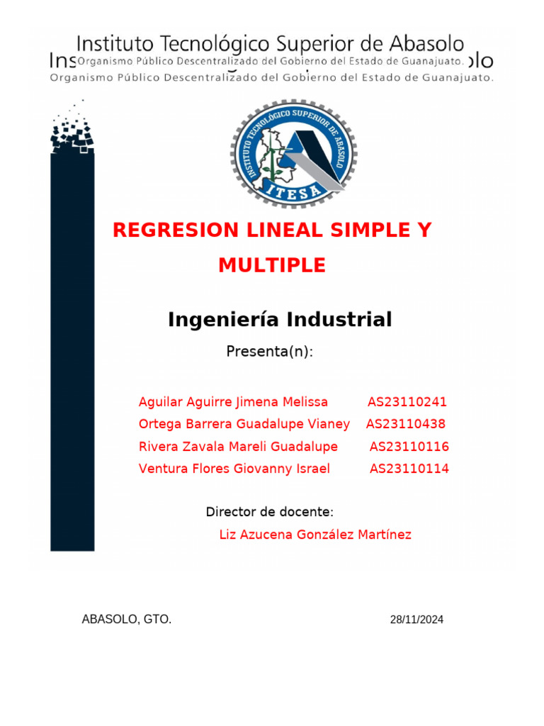 Proyecto de Regresion Lineal Simple y Multiple.-2 | PDF | Análisis de regresión | Regresión lineal