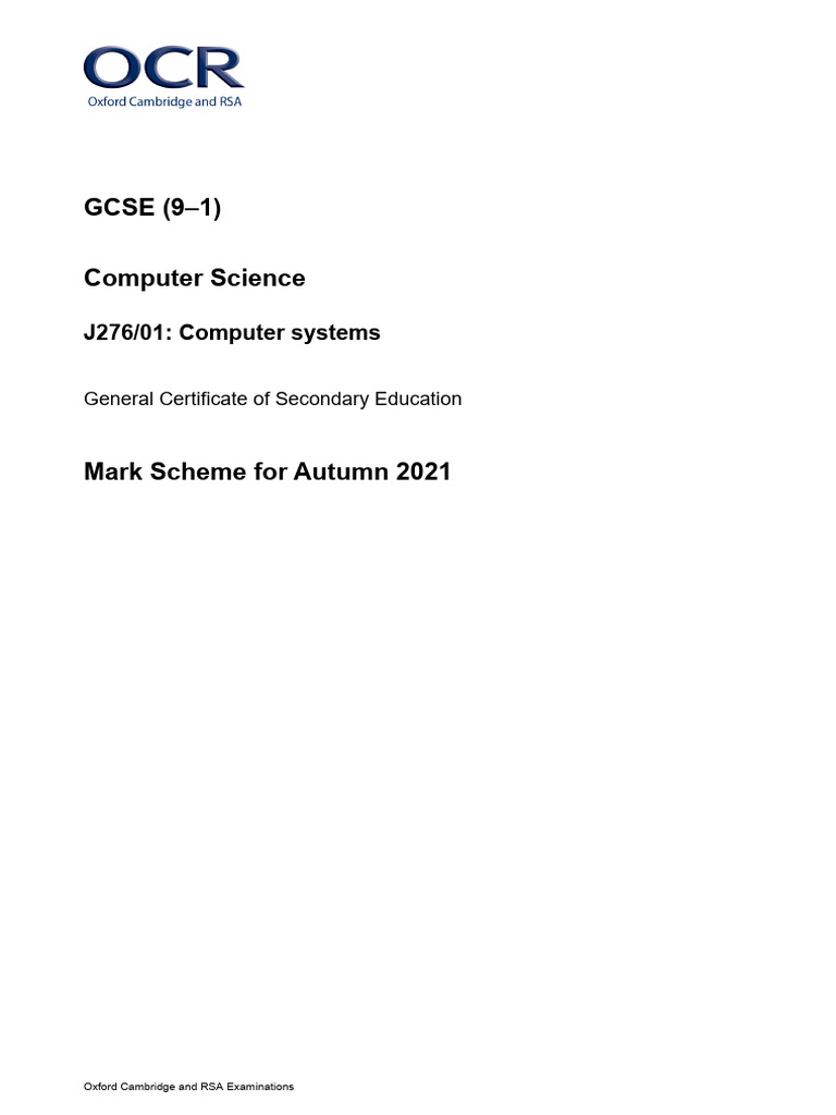 Mark Scheme Computer Systems | PDF | Computer Network | Random Access Memory