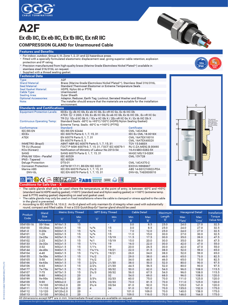 Cable Glands - Catalogue - Datasheet | PDF