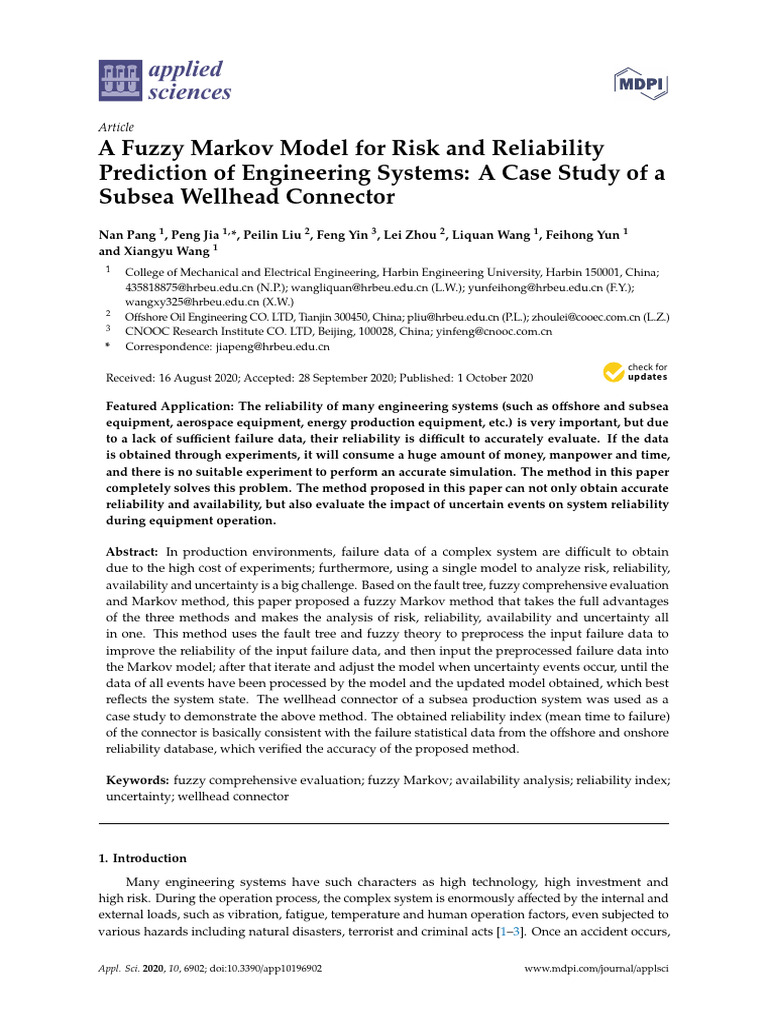 A Fuzzy Markov Model For Risk and Reliability Pred | PDF | Reliability Engineering | Fuzzy Logic
