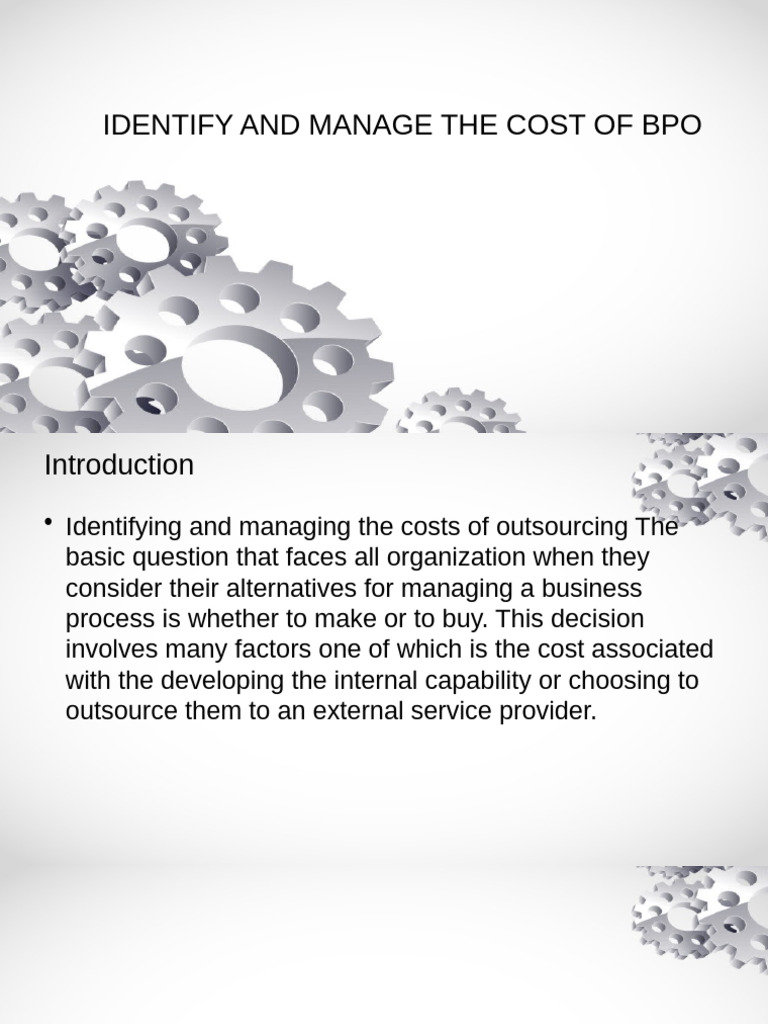 Identify and Manage The Cost of BPO | PDF | Outsourcing | Return On ...