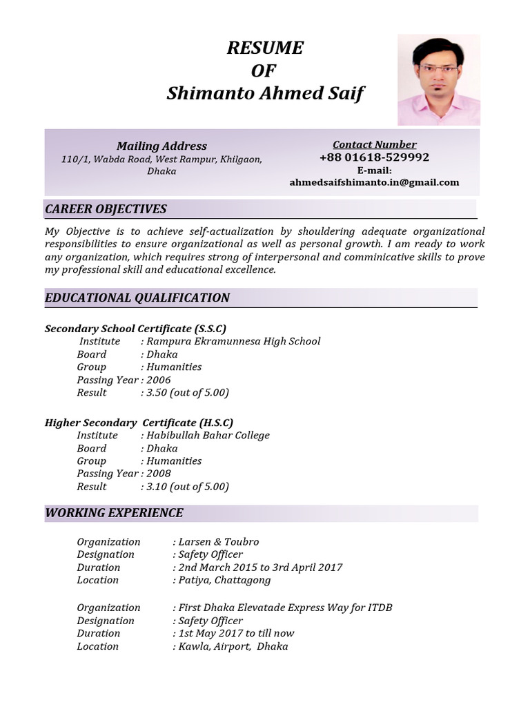 Shimanto Ahmed Saif Resume | PDF | Bangladesh