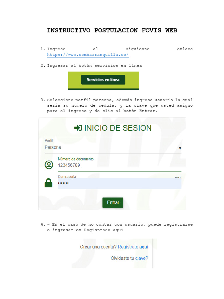 Instructivo Postulacion Fovis Web (2) | PDF | Información