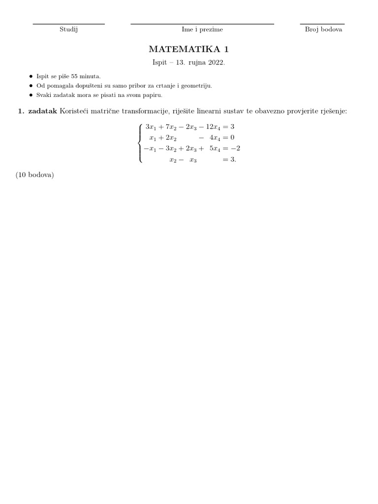 Mat1_ispiti - 2021-2022 - Jesenski | PDF