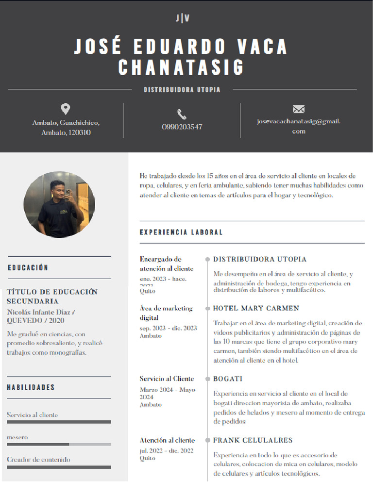 Hoja de Vida Eduardo Vaca | PDF