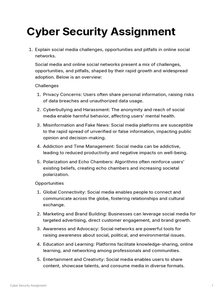 Cyber Security Assignment - 1 | PDF | Malware | Security