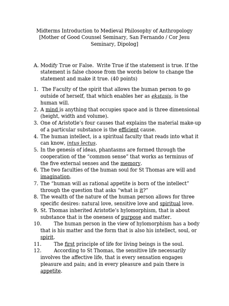 MidTerms | PDF | Nous | Reason