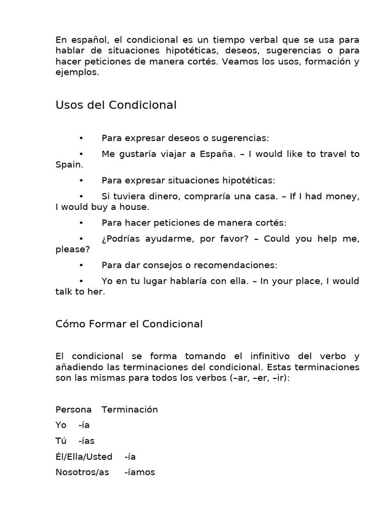 Condicional | PDF | Verbo | Morfología Lingüística