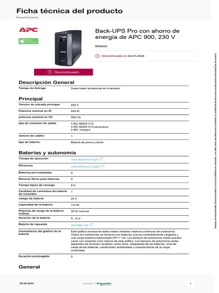 APC - BR900GI-Ficha Técnica (Equipos en Buque) | PDF | Residuos | Poder ...