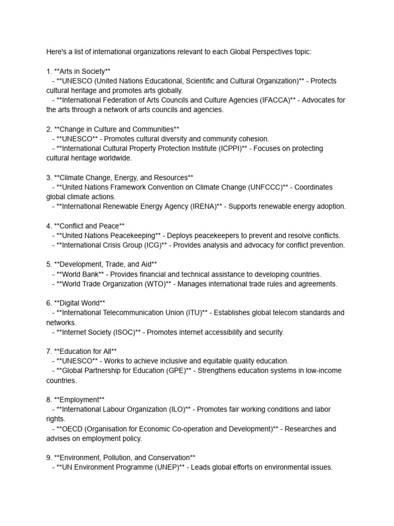 International Organisations | PDF | United Nations | International ...