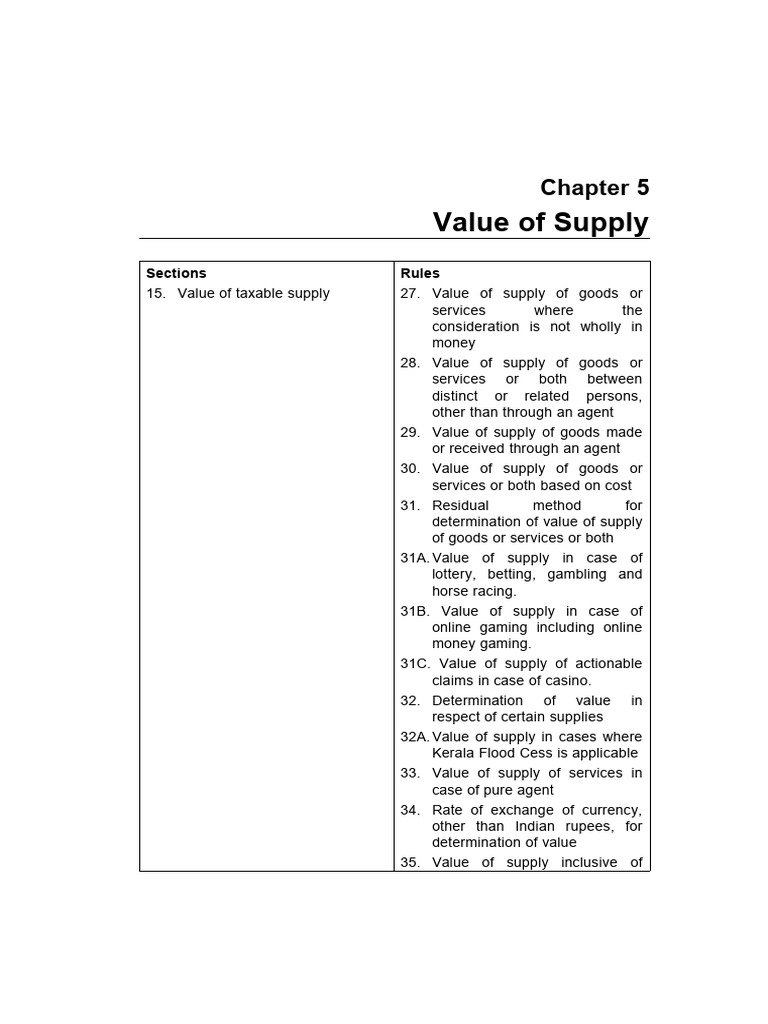 5 - Value of Supply - BGM | PDF | Consideration | Taxes