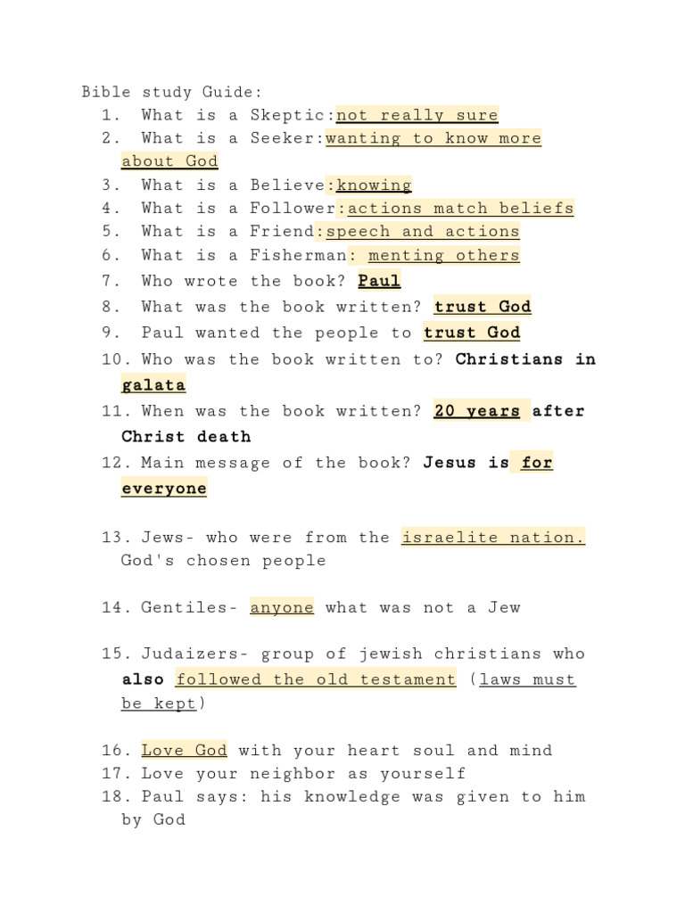 Bible Study Guide | PDF