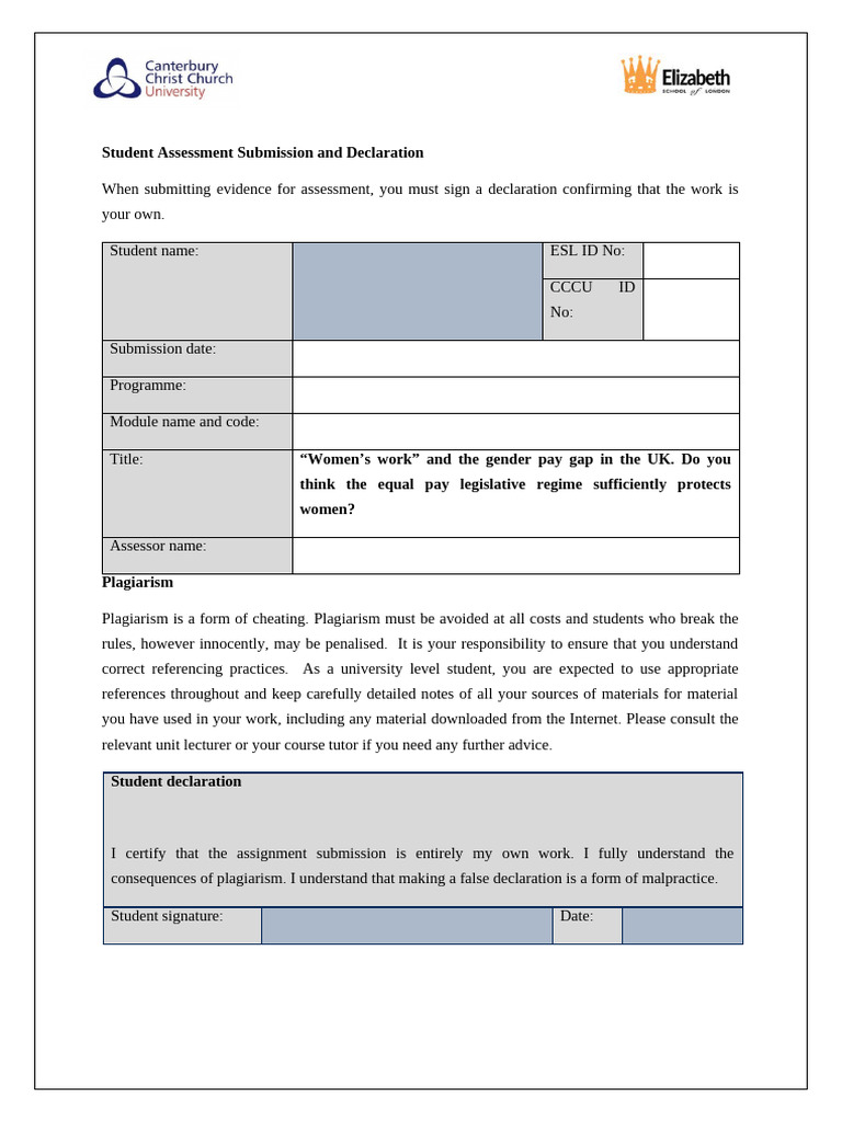Contemporary Issues in Law A2 | PDF | Gender Pay Gap | Equal Pay For ...