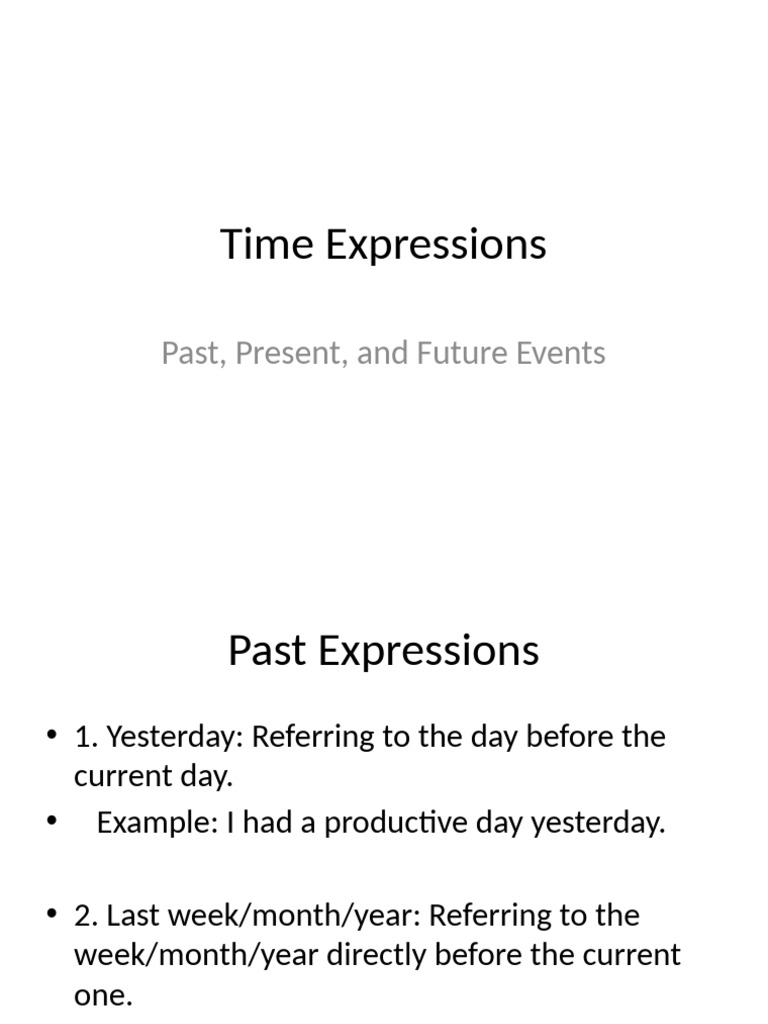 Time Expressions | PDF