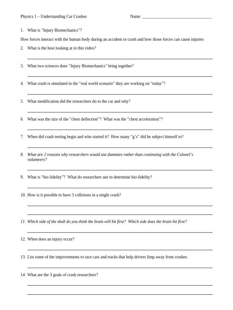 Understanding Car Crashes Video Questions | PDF