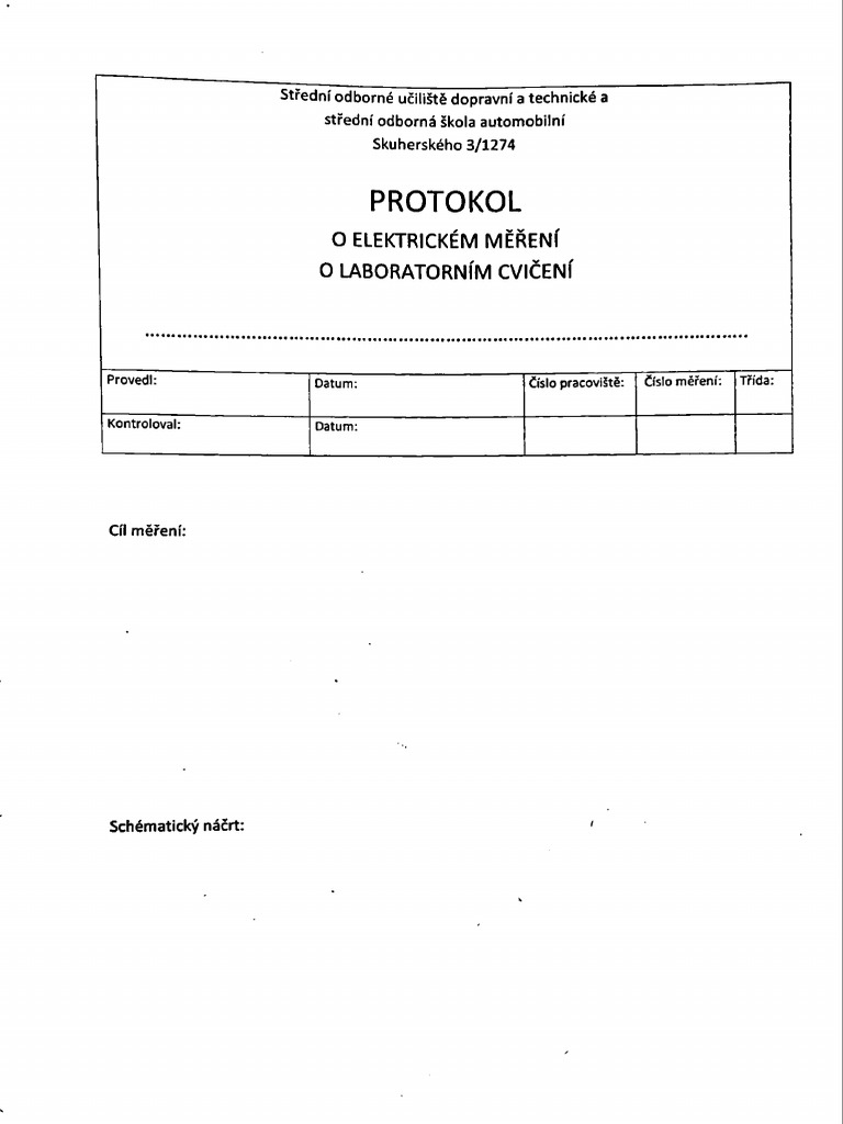 El. Měření Protokol | PDF