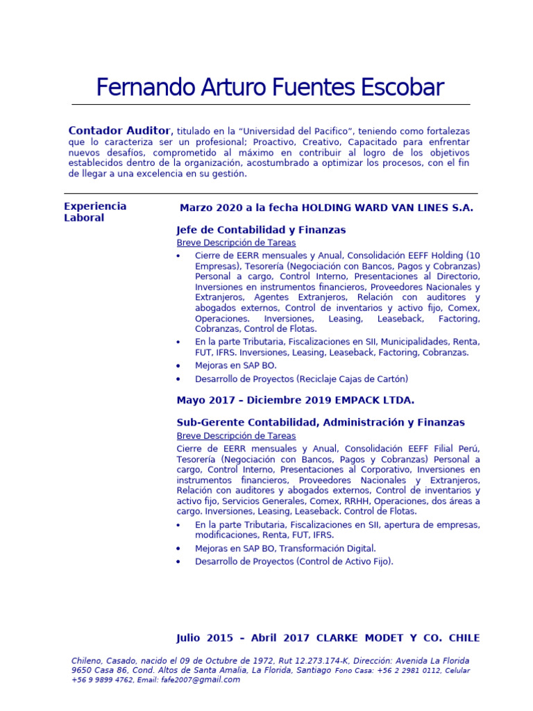 CV Fernando Fuentes Escobar 2.5M | PDF | Contabilidad | Contador