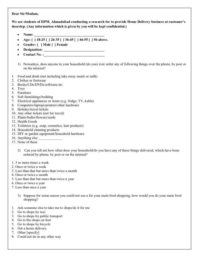 Research Questionnaire | PDF