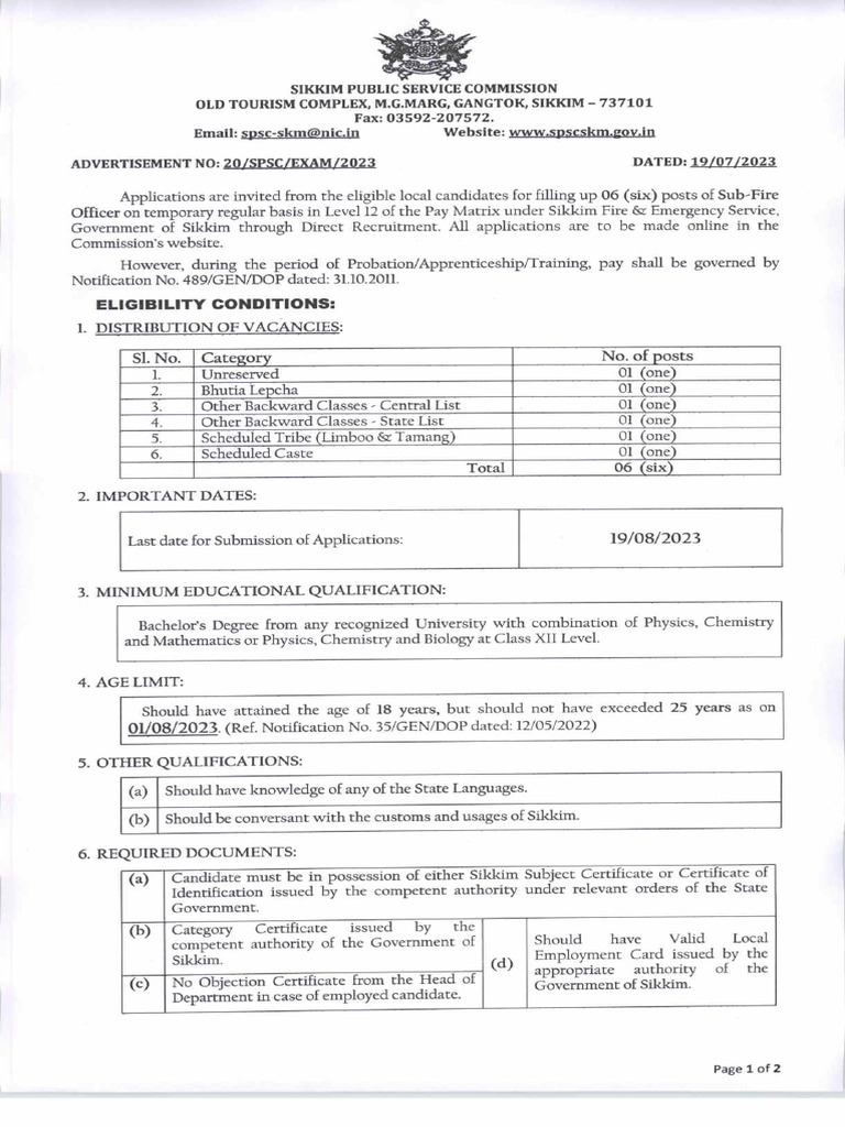 Sub FireOfficer Add 19-07-2023 | PDF