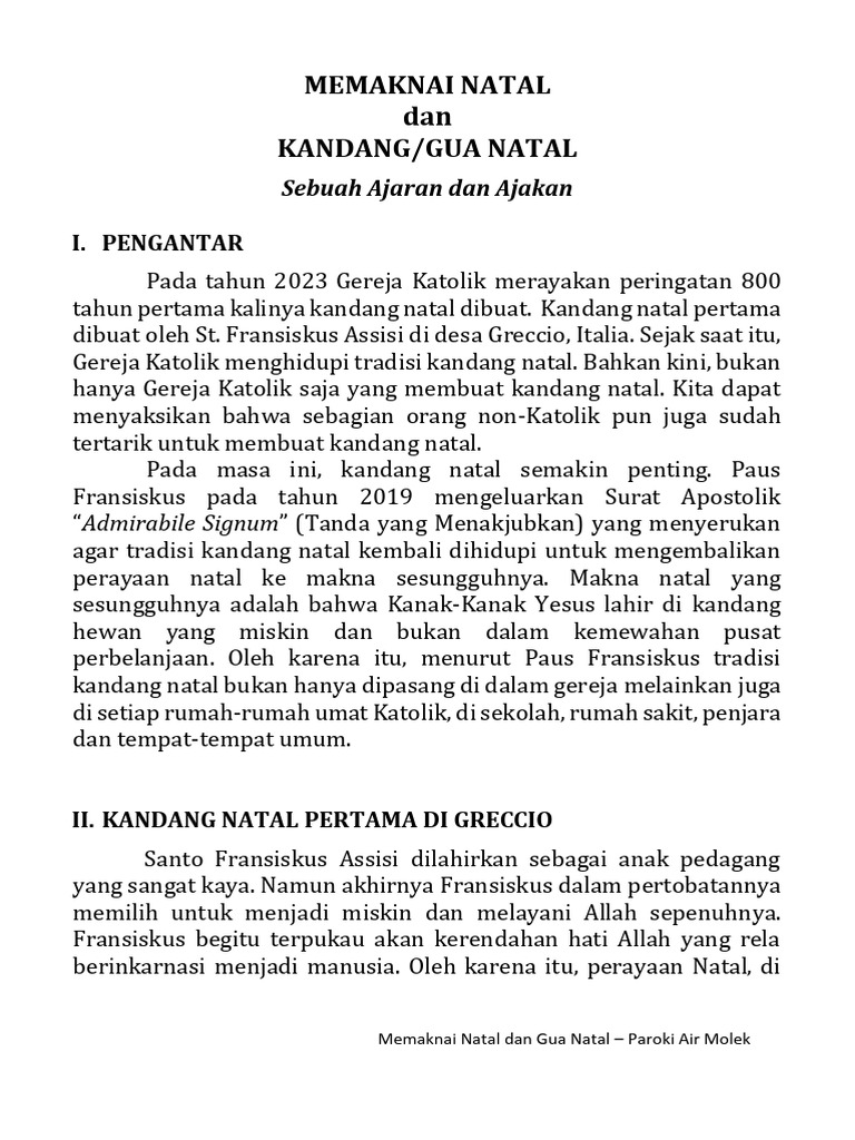 Makna Kandang Natal dalam Tradisi Katolik | PDF