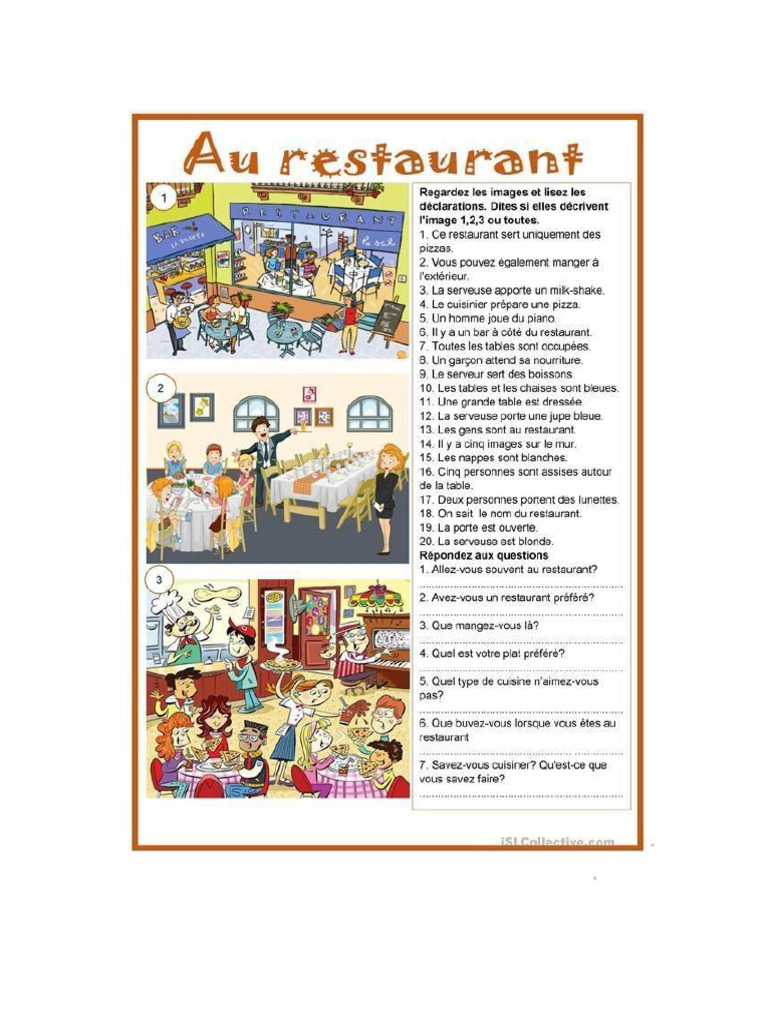 Au Restaurant | PDF
