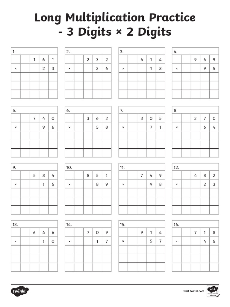 Long Multiplication Exercises | PDF