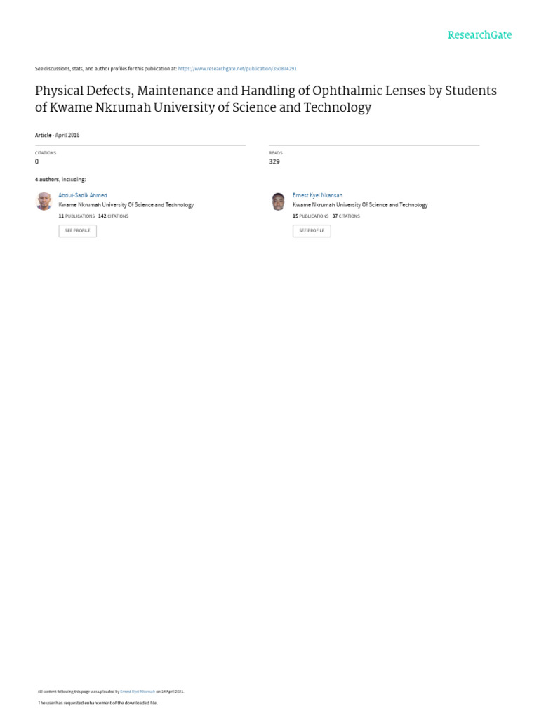 Physical Defects, Maintenance and Handling of Ophthalmic Lenses by ...