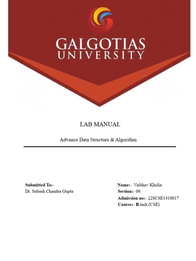 Vaibhav ADSA Manual | PDF | Algorithms And Data Structures | Algorithms