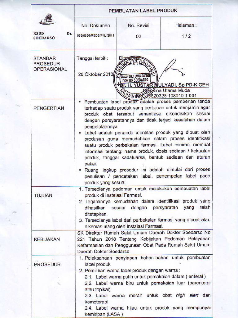 Sop 22. Pembuatan Label Produk | PDF