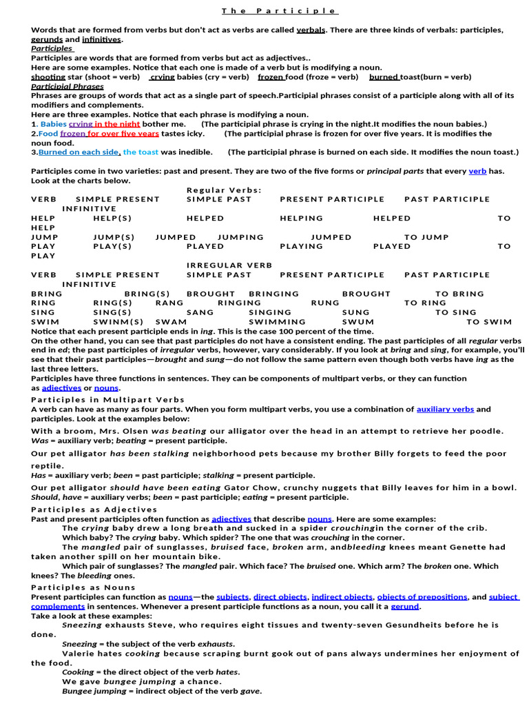 Hand Out Verbals and Verbal Phrases | PDF | Verb | Linguistic Typology