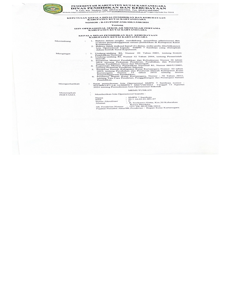 Pemerintah Kabupaten Kutai Kartanegara | PDF