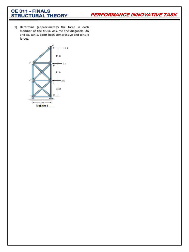 Structural Theory Ce 311 - Finals: Performance Innovative Task | PDF