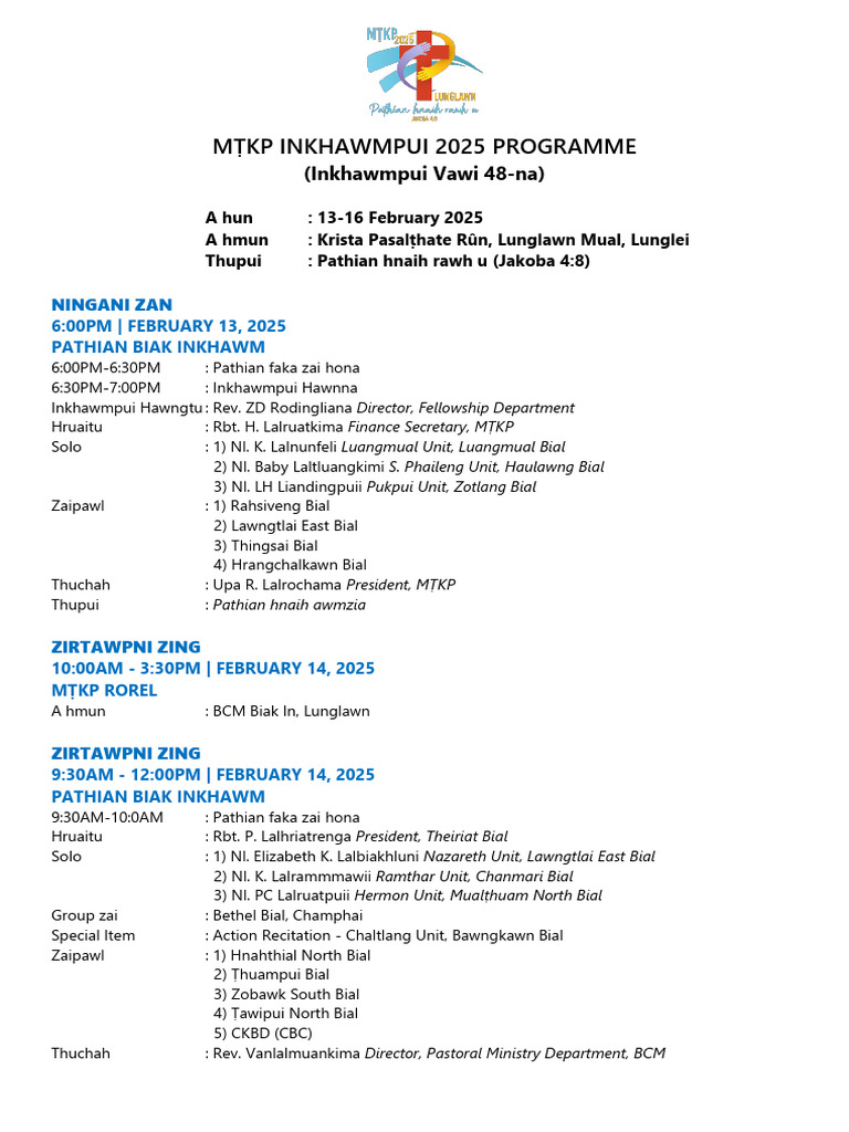 MTKP INKHAWMPUI 2025 PROGRAMME-1 | PDF