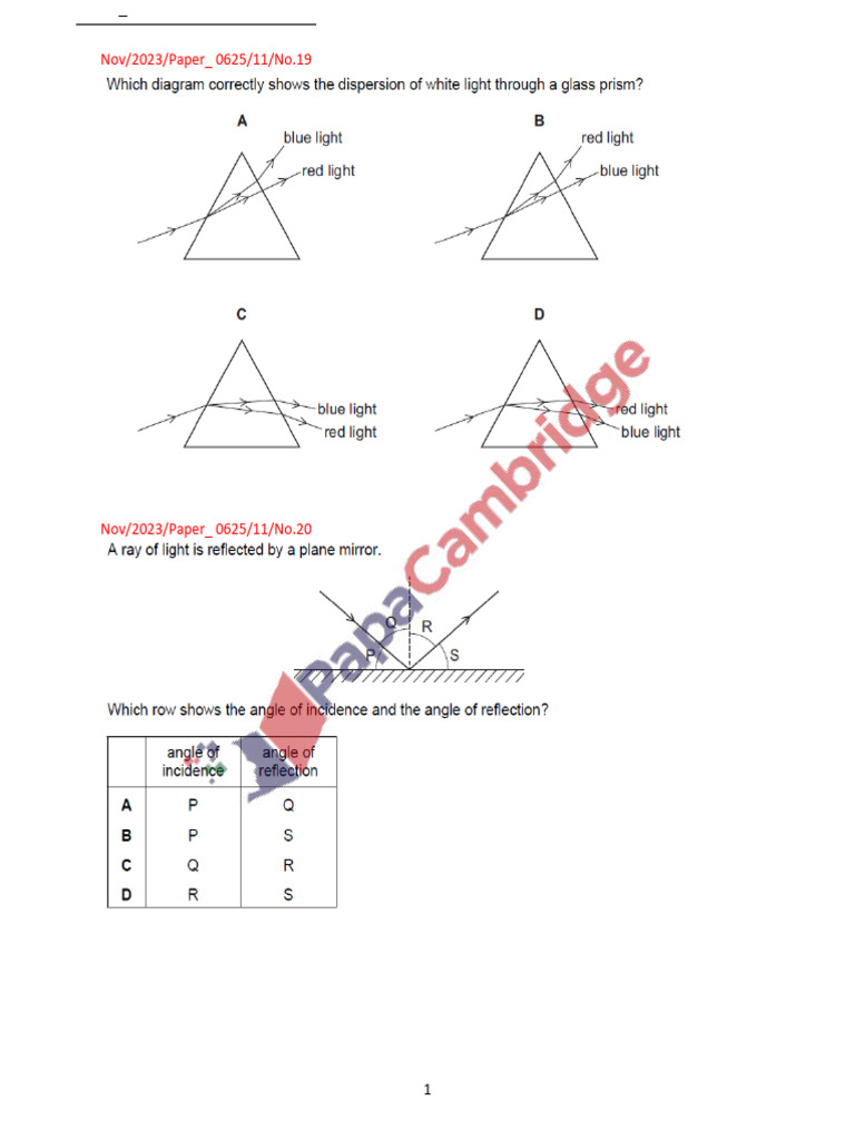 2023 Light Igcse Physics 0625 | PDF