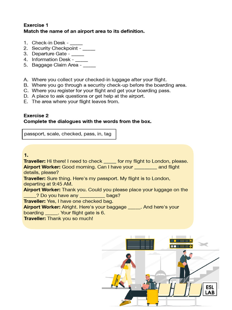 At-the-Airport Worksheet S | PDF | Baggage | Airport Security