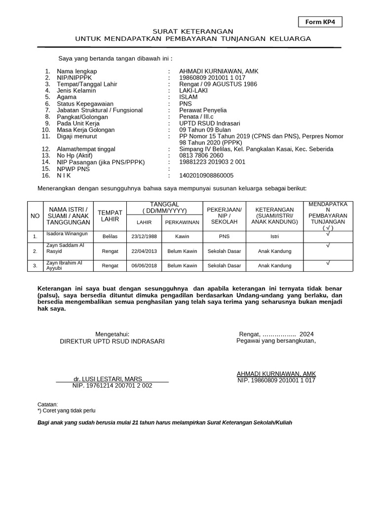 Blanko Model C (From Kp4) Ahmadi Kurniawan | PDF