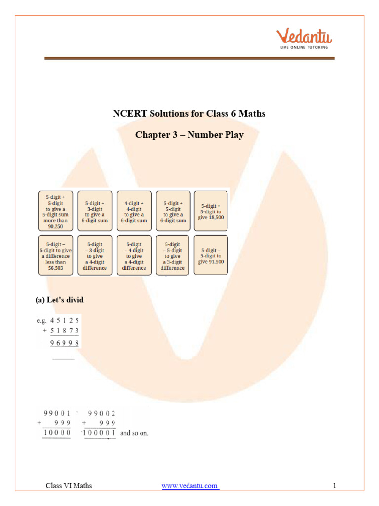 Class 6 Maths: Number Play Solutions | PDF