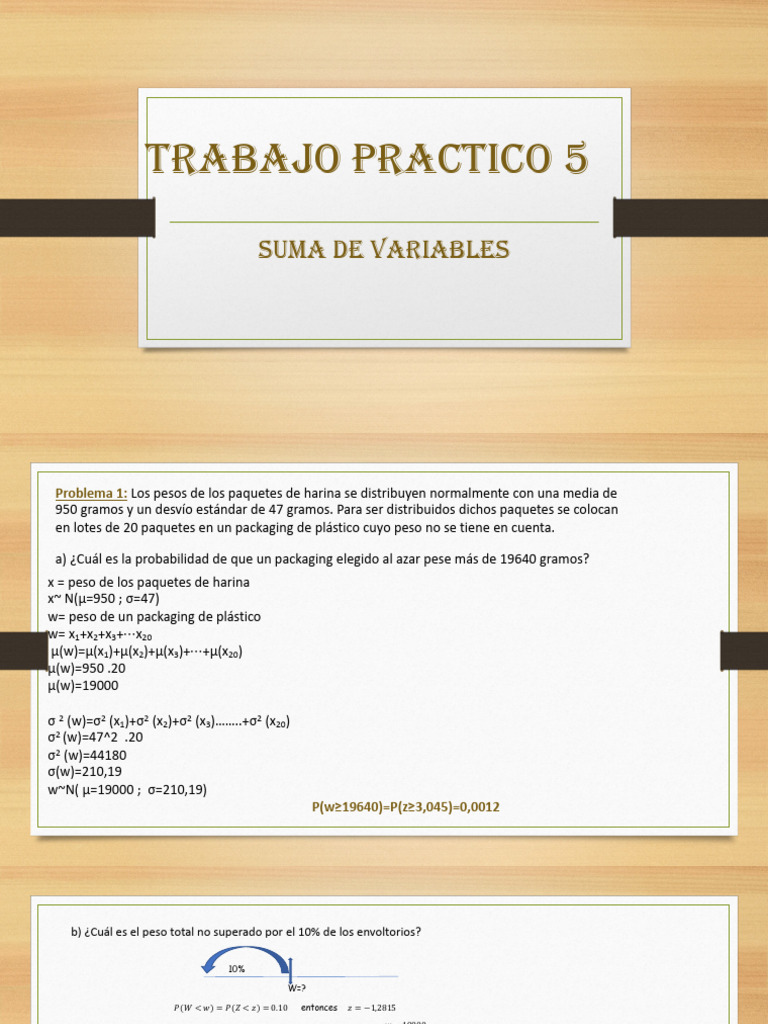 Trabajo Practico 5 Resuelto | PDF | Teoría estadística | Análisis estadístico