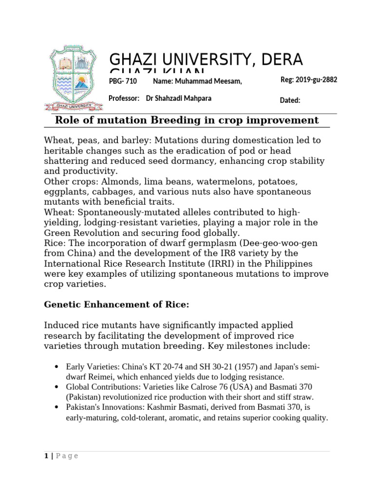 Crop Mutation Breeding Advances | PDF | Rice | Wheat