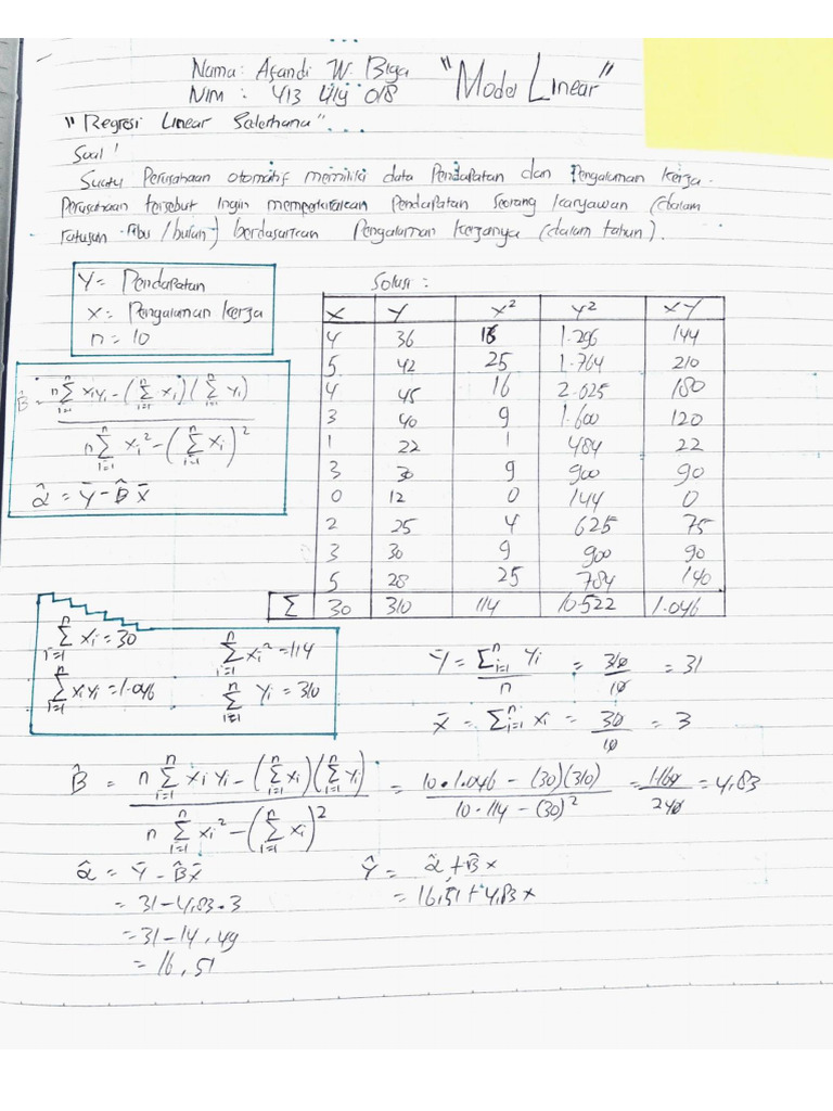 Tugas 1 Model Linear (Afandi W. Biga) | PDF