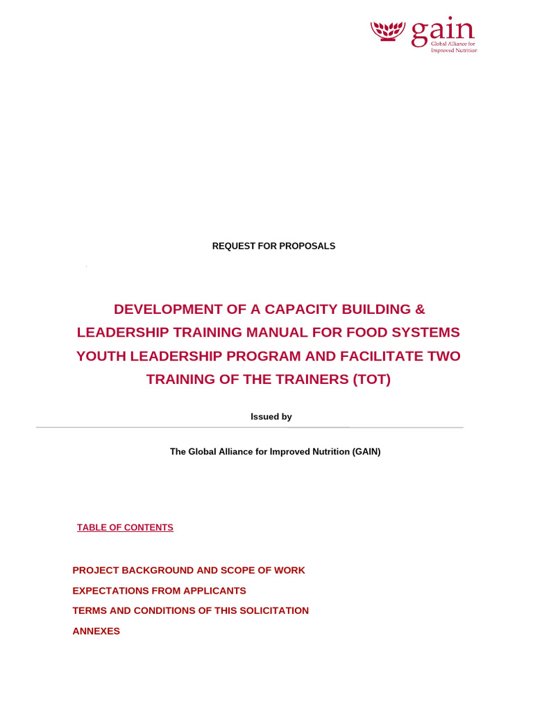 RFP For DEVELOPMENT OF A CAPACITY BUILDING & LEADERSHIP TRAINING MANUAL ...