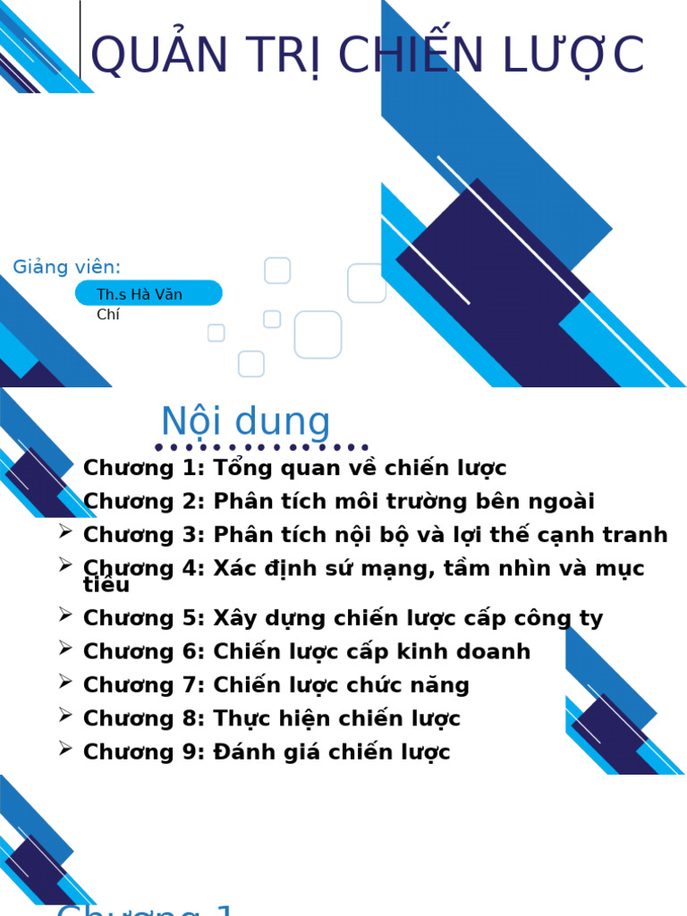 Chương 1_ Tổng quan về chiến lược_ QTCL | PDF